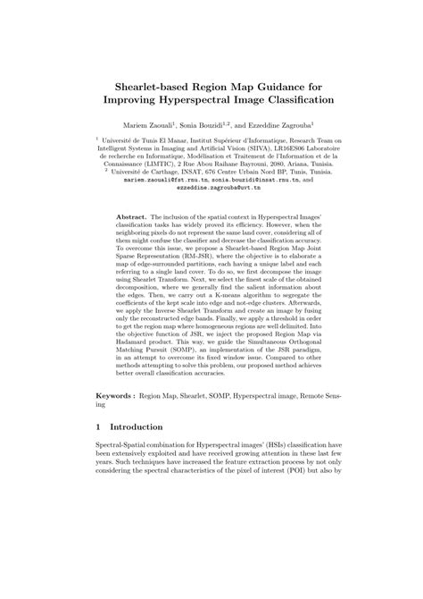 Pdf Shearlet Based Region Map Guidance For Improving Hyperspectral Image Classification