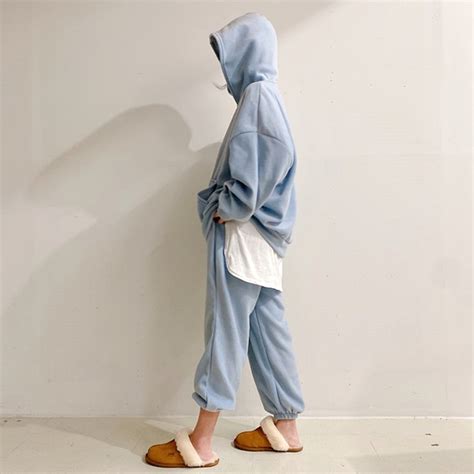 이프유마인 주문폭주 후드팬츠set꾸안꾸룩 밀크 융기모 후리스 후드 맨투맨 조거 트레이닝 세트 3color