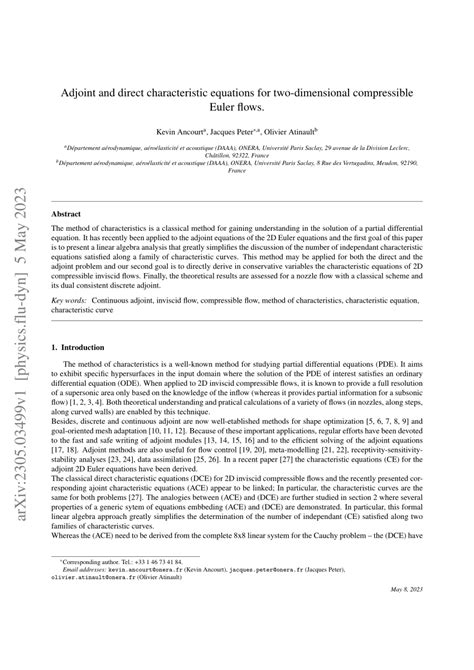 Pdf Adjoint And Direct Characteristic Equations For Two Dimensional