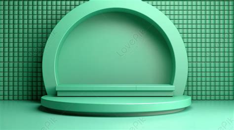 방에 생생한 녹색 원형 배경이 있는 연단의 놀라운 3d 렌더링 연단 배경 경이 배경 복근 배경 이미지 Hd 연단 경이