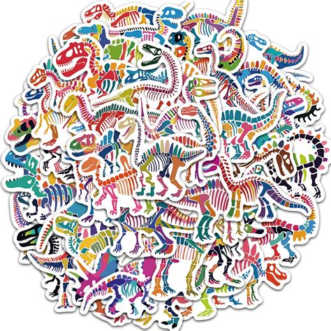 50pcs Various Colorful Dinosaur Skeleton Graffiti Stickers Scrapbooking