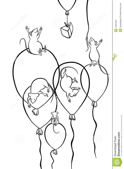 Mice Flying On Balloons Flying Mice Flying Mouse Drawing