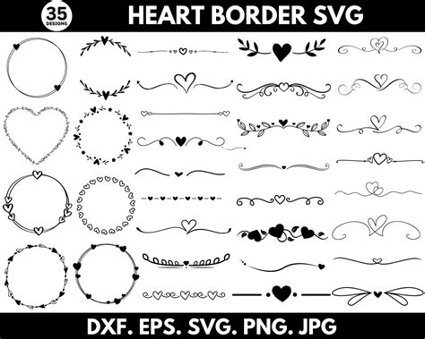 Heart Border Svg Heart Frame Svg Heart Text Divider Flower Border