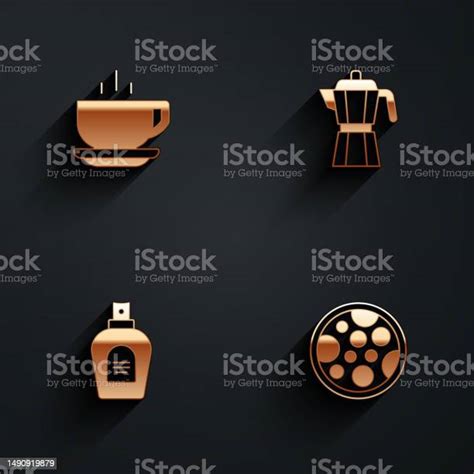 커피 컵 메이커 모카 냄비 향수 및 피자 아이콘을 긴 그림자로 설정합니다 벡터 경영자에 대한 스톡 벡터 아트 및 기타 이미지