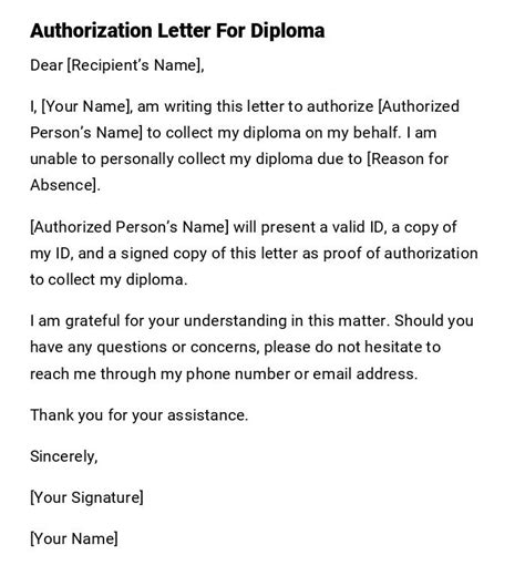 Authorization Letter For Diploma