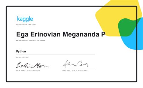 Ega Erinovian Megananda P Completed The Python Course On Kaggle