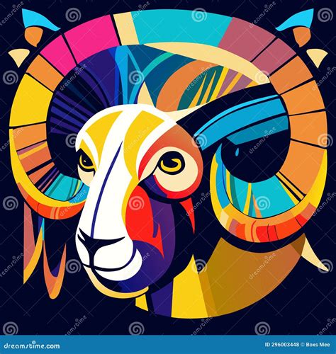 Head Of A Ram Colorful Vector Illustration For T Shirt Stock Vector Illustration Of Vector