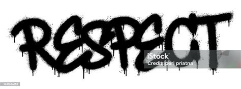 스프레이 페인트 그래피티 존중 단어 스프레이 흰색 배경으로 격리 그래피티 폰트 흰색 위에 검정색으로 스프레이를 사용합니다 벡터 그림입니다 그래피티에 대한 스톡 벡터 아트 및