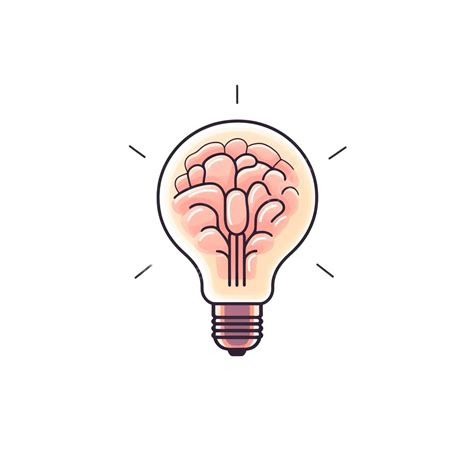 Light Bulb And Brain Illustration In Minimal Style Brain Technology