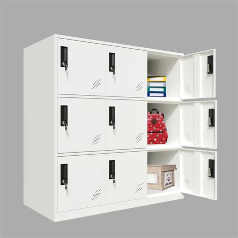 Metal Locker Storage Cabinet With Lockable Doors And Multiple