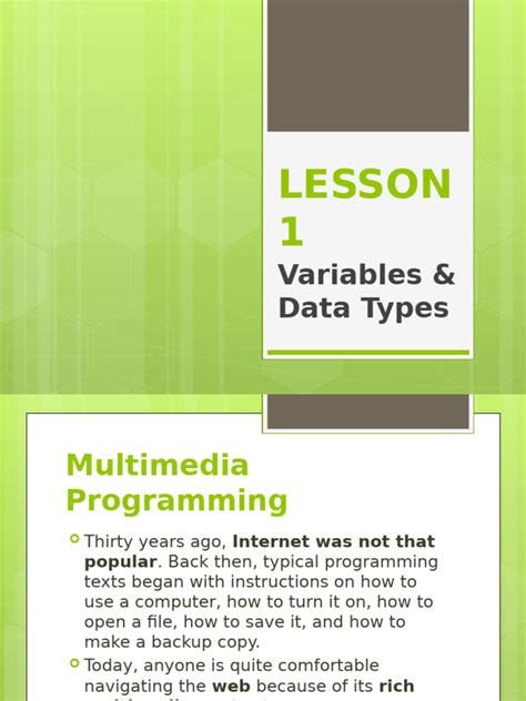 Lesson 5 Introduction To Programming Part 1 Pdf Data Type
