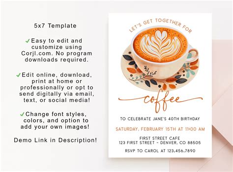 Lets Get Together For Coffee Invitation Template Any Occasion Coffee