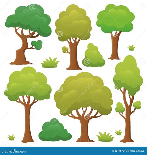 Tree Topic Collection 1 Stock Vector Illustration Of Bush 121707316