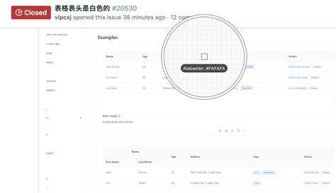 表格表头是白色的 · Issue 20530 · Ant Designant Design · Github
