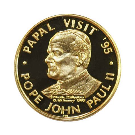 Philippines 2500 Piso Gold Proof 1995 Pjp Ii Papal Visit Golden Eagle