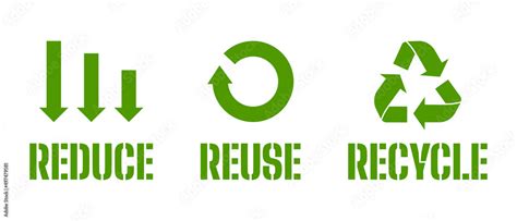 Reduce Reuse Recycle Text Recycling Arrows Stock Vector Adobe Stock