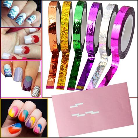Nail Art Chevron Zig Zag Striping Tape In 6 Assorted Colors And Lightning