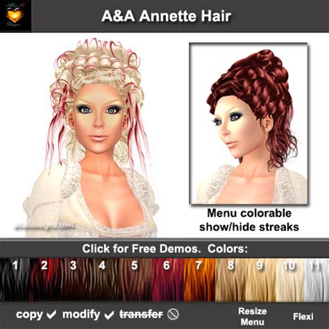 Second Life Marketplace Aanda Annette Hair Free Demos Demos From 11