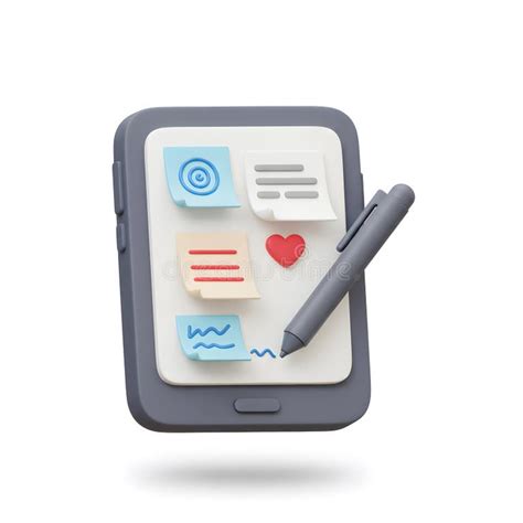 Digital Note Taking App Interface Design 3d Render Of Smartphone With