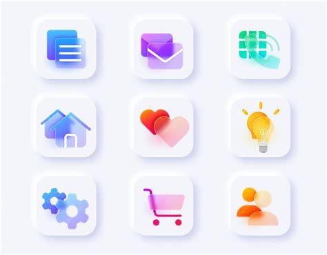 Conjunto De Iconos De Sitios Web En Estilo Glassmorphism Vector Premium