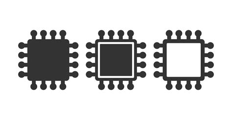 Flat Style Ai Computer Microchip Icon Cpu Processor Chip Symbol Digital Circuit Microchip Sign