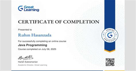 Hi All I Have Successfully Completed The Java Programming Course Offered By Greatlearning