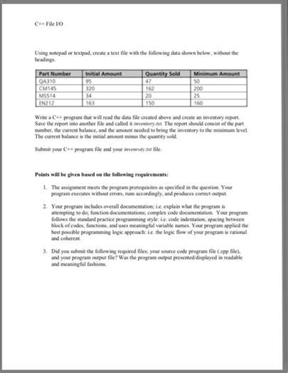 Solved Cfile Lo Using Notepad Or Textpad Create A Text File With