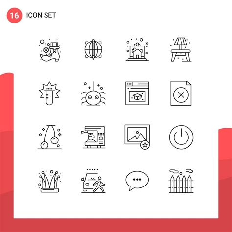 Universal Icon Symbols Group Of 16 Modern Outlines Of Medical Tube T Lump Home Editable