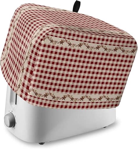 Toaster Dust Cover With Pockets Country Star Berry Red Buffalo Plaid