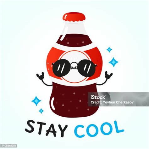 귀여운 재미있는 병 차가운 음료 콜라 캐릭터 벡터 손으로 그린 만화 카와이 캐릭터 일러스트 레이 션 아이콘 흰색 배경에 고립되어 있습니다 병 감기 음료 콜라 개념 0명에
