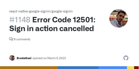 Error Code 12501 Sign In Action Cancelled · Issue 1148 · React Native