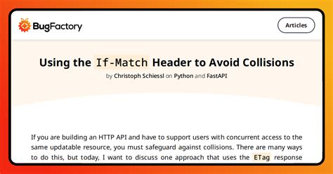 Using The `if Match` Header To Avoid Collisions Bugfactory