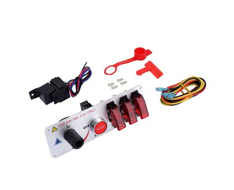 In DC V Flip Up Ignition Toggle Switch Panel Car Engine Start Push Button With Led Catch