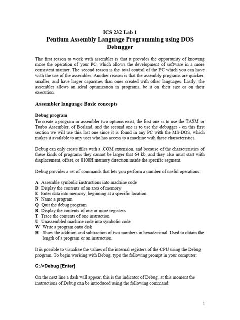 Ics 232 Lab 1 Pdf Assembly Language Computer Program