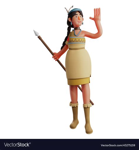 American 3d Indian Girl Cartoon Character With A S