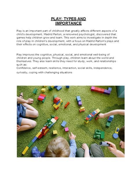 Play Types And Importance Lsd Assignment Play Types And Importance Play Is An Important Part