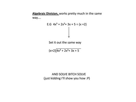 Edexcel Maths Core 2 Algebraic Division And Remainder Theorem Pptx Computing