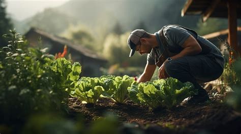 Premium Photo A Photo Of A Gardener Tending To A Vegetable Patch