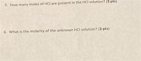 Solved A ML Sample Of An HCl Solution Of Unknown Chegg