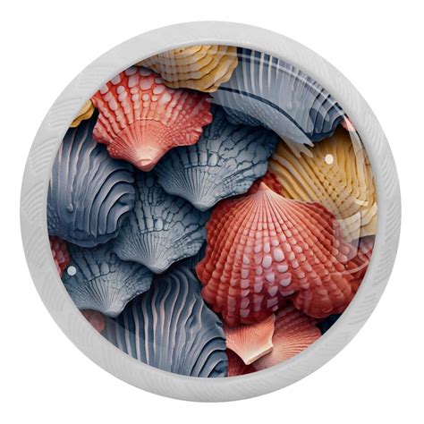 Sea Shell Pattern 4pcs Cabinet Knobs Pulls Fluorescent Drawer Handle