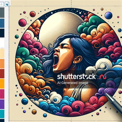 Vector Vignette Vectorstyle Image Woman Screeming Ai Generated Image