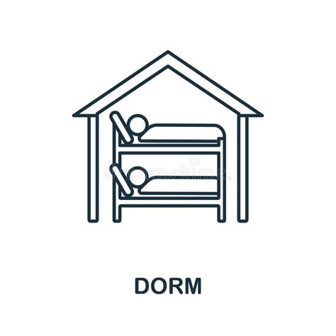 宿舍图标 大学集合中的行元素 线性宿舍图标标记，web设计信息图形等 向量例证 插画 包括有 当事人 家具 241489362