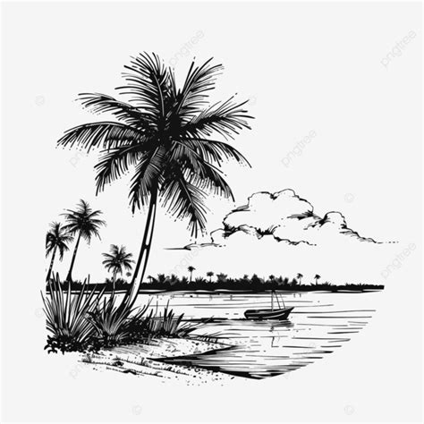 모노 라인 아트 패치 배지 디자인 엠블럼 디자인 티셔츠 디자인의 플로리다 키 보기 해변 여름 바다 Png 일러스트 및