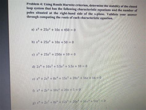 solved problem 4 using routh hurwitz criterion determine