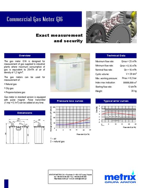 Metrix G16 Gas Meter Data Sheet Pdf