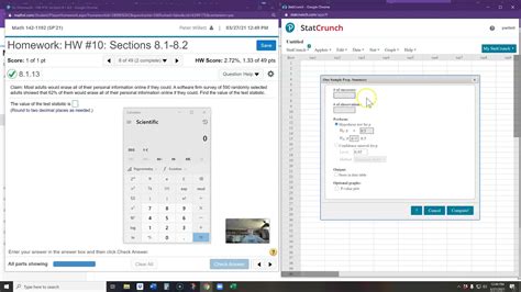 Finding The Test Statistic For A Hypothesis Test Using StatCrunch YouTube