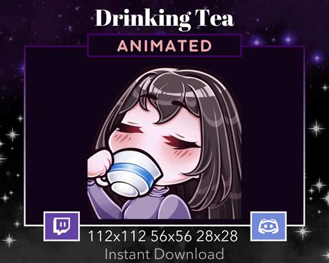 Drinking Tea Animated Girl Emote  Twitch Discord Stream Brown