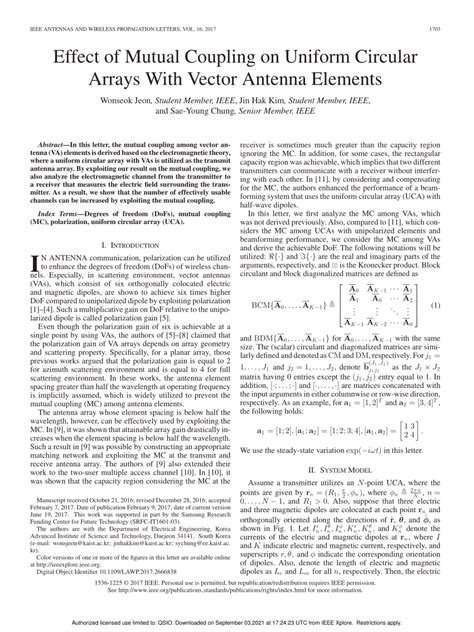 Pdf Effect Of Mutual Coupling On Uniform Circular Arrays With Vector Antenna Elements