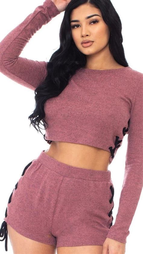 Color Contrast Lace Up Side Shorts Set Shopindiedream