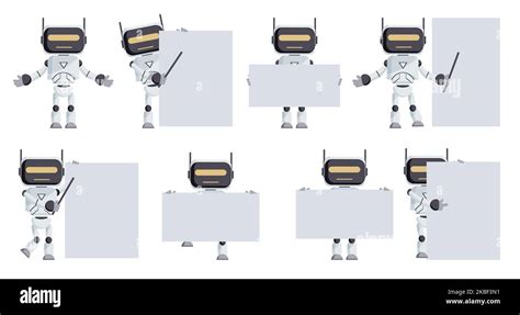 artificial intelligence characters vector set robot teacher pointing